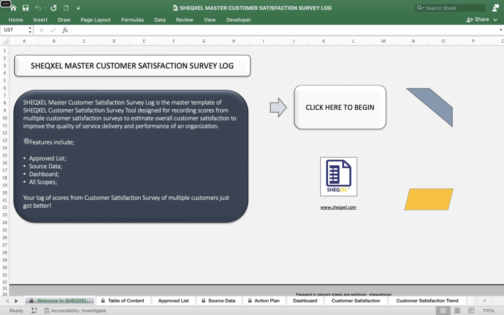SHEQXEL MASTER CUSTOMER SATISFACTION SURVEY LOG